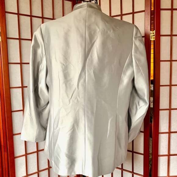 Talbots | Jackets & Coats | Talbots Petites Pure Silk Silver Jacket Nwt ...